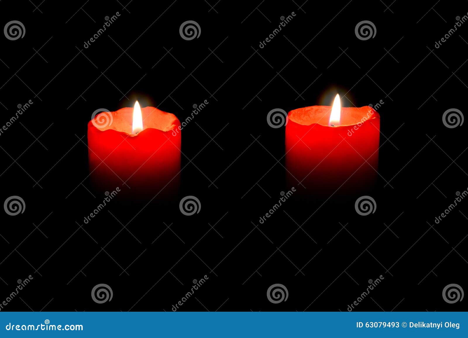 Two Red Candles Burning in the Darkness Stock Image - Image of candle ...