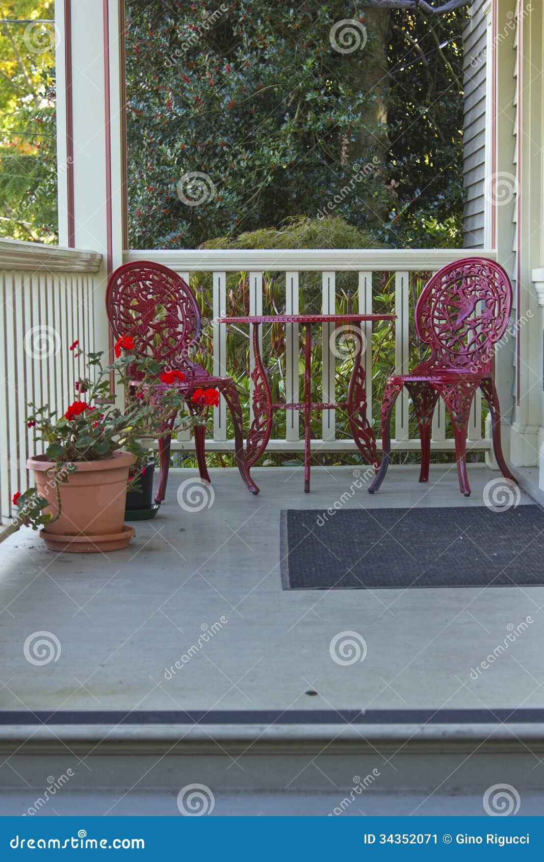 Two Red Chairs and a Table. Stock Image - Image of still, northwest ...