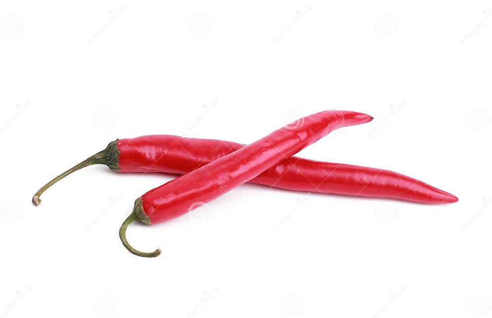 Two red chilli peppers stock photo. Image of length, white - 22802348
