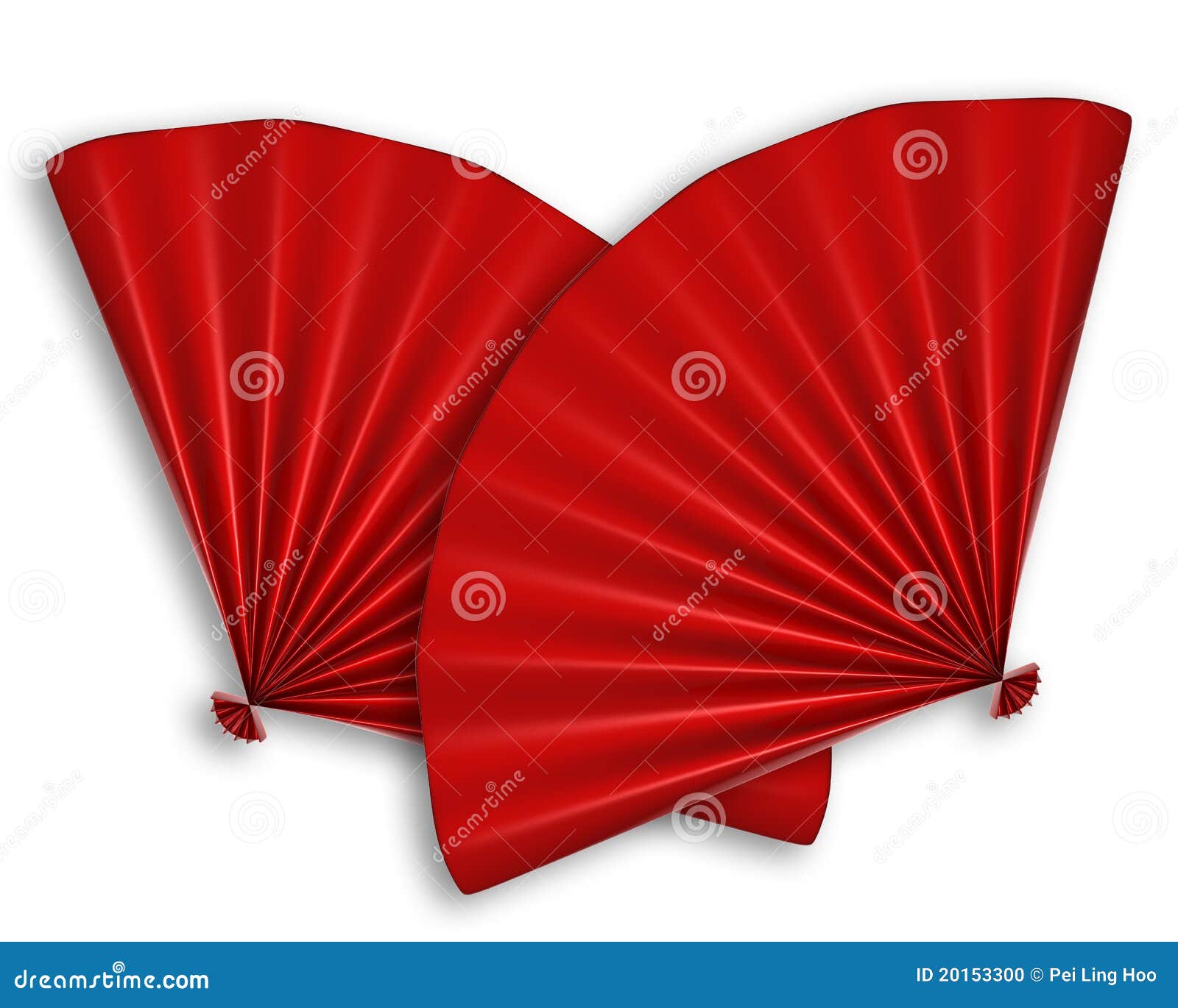 Two Red Chinese Fan Isolated Stock Illustration - Illustration of ...