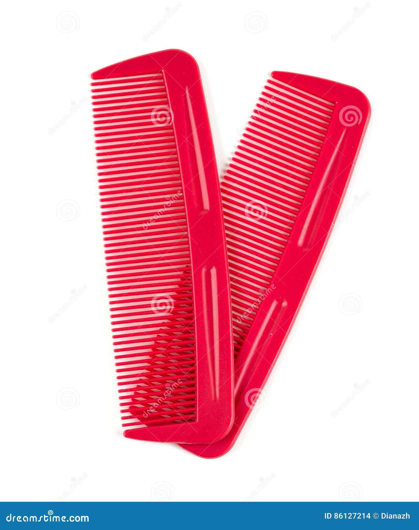 Two Red Combs for Hair on White Stock Photo - Image of included, help ...