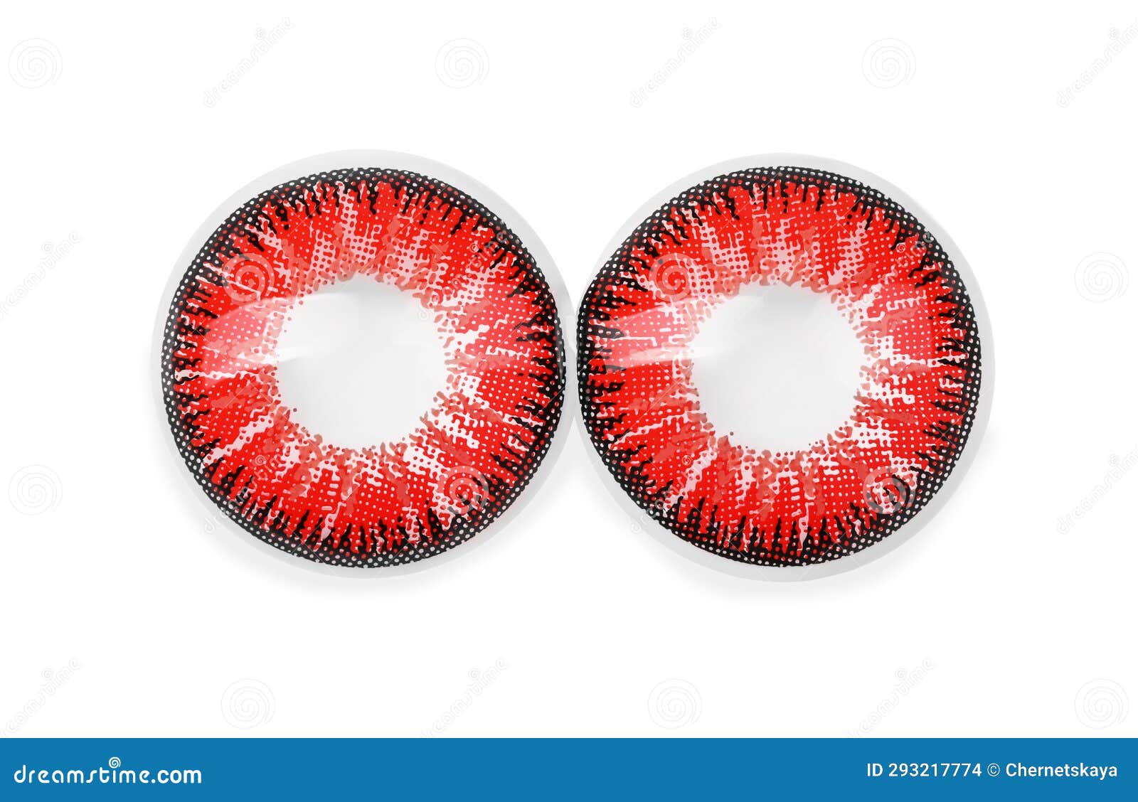 Two Red Contact Lenses Isolated on White, Top View Stock Photo - Image ...