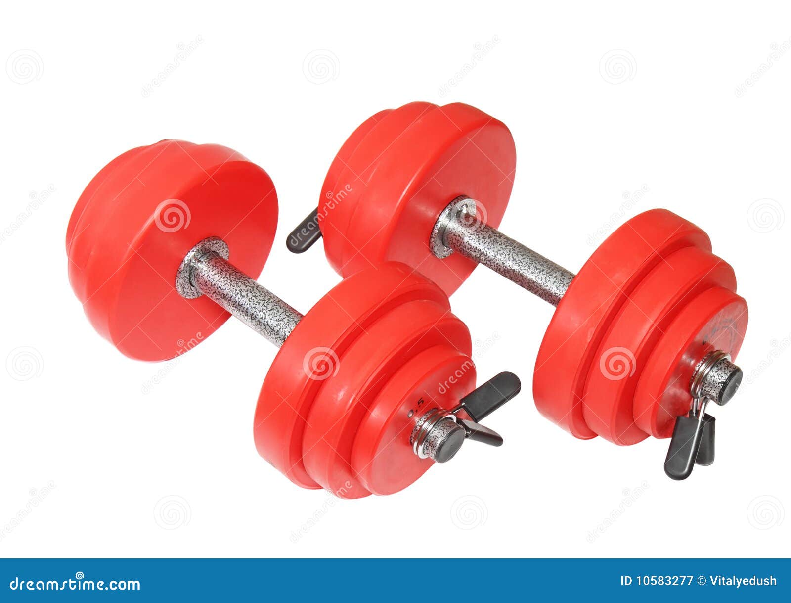Two Red Dumbbells. Isolated Stock Image - Image of gymnasium, powerful ...
