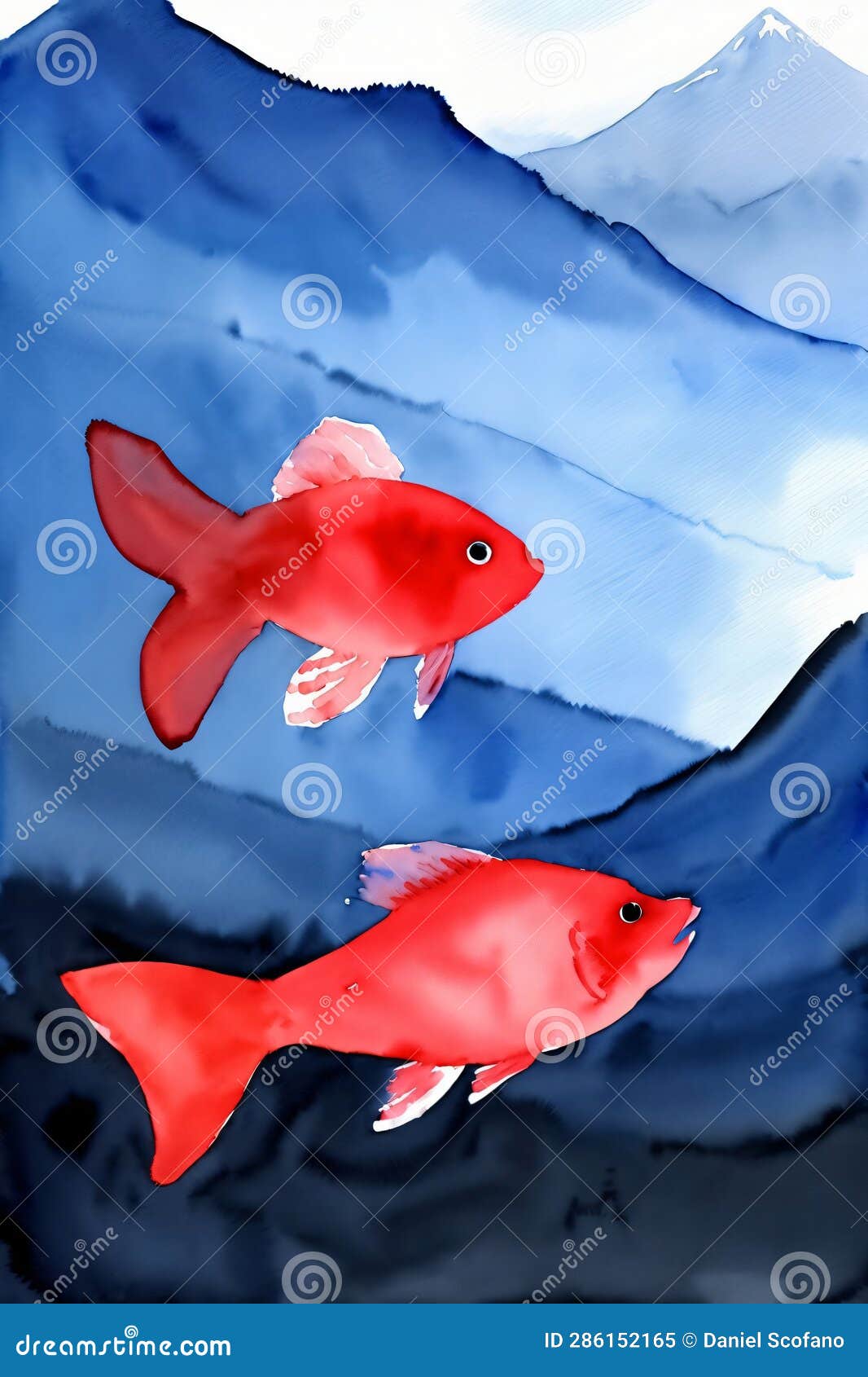 Two Red Fish are Swimming in the Water. Generative AI Stock ...