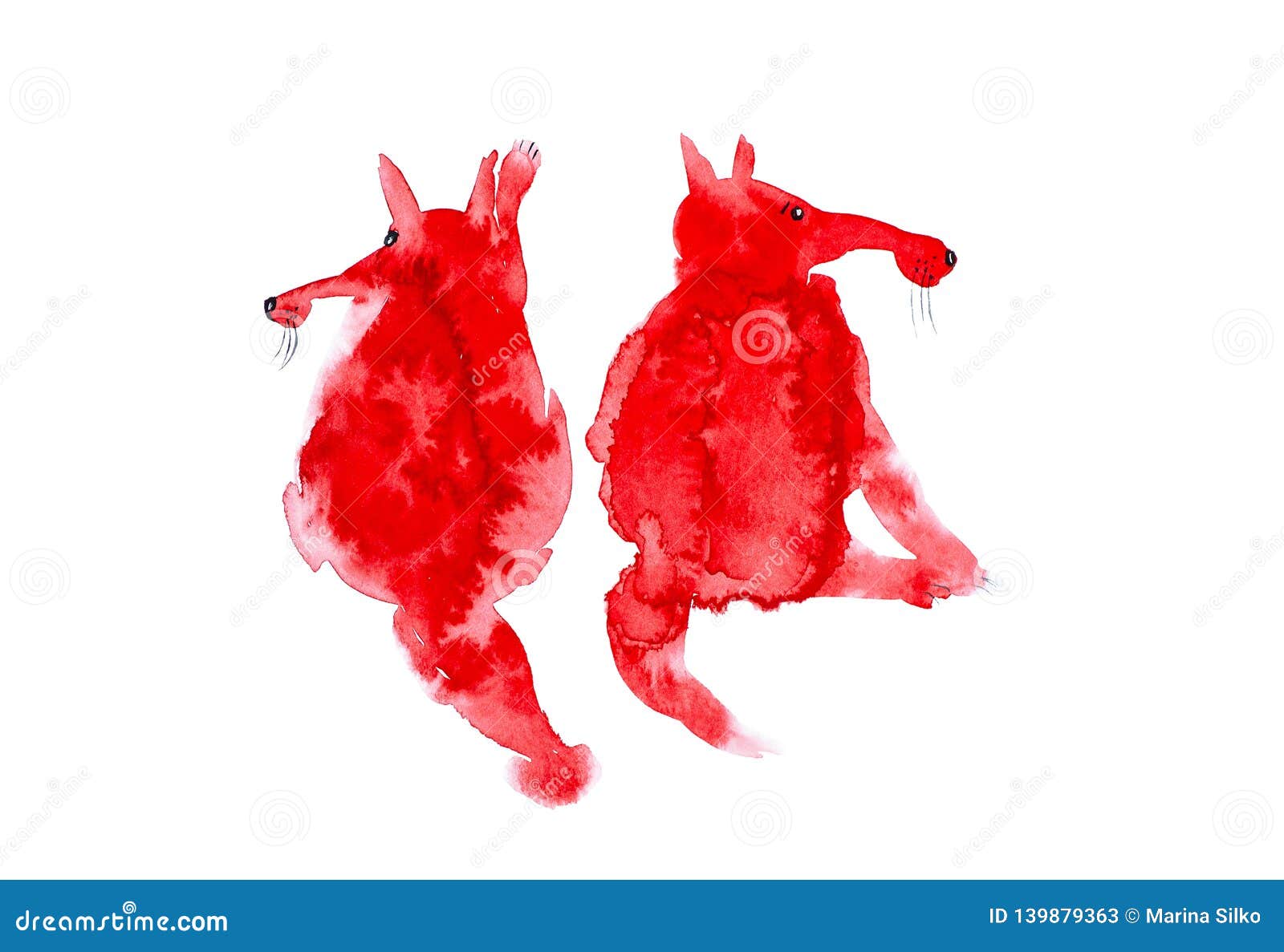 Foxes Back. Cartoons Hand Drawn Ink Sketch Monochrome Cute Animal ...