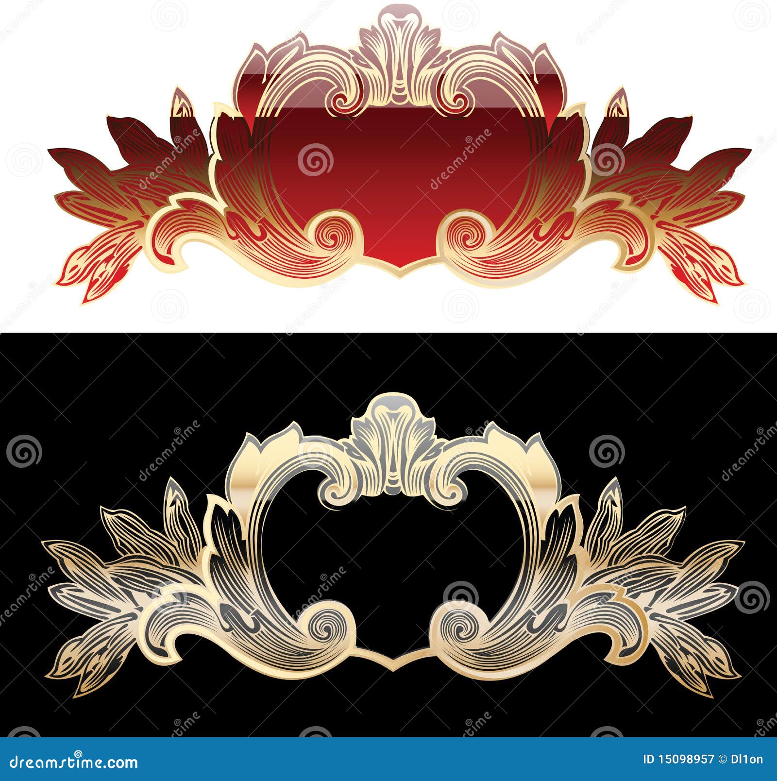 Two Red and Gold Design Elements Stock Vector - Illustration of blank ...