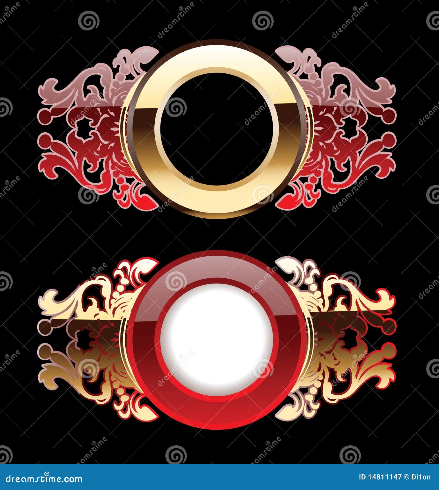 Two Red and Gold Glow Rings Stock Vector - Illustration of beautiful ...