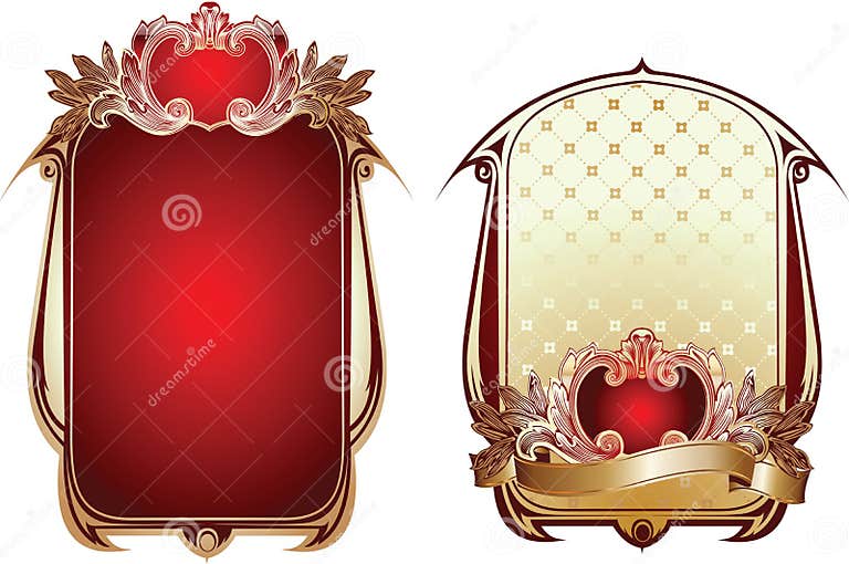 Two Red and Gold Ornate Backgrounds. Stock Vector - Illustration of ...