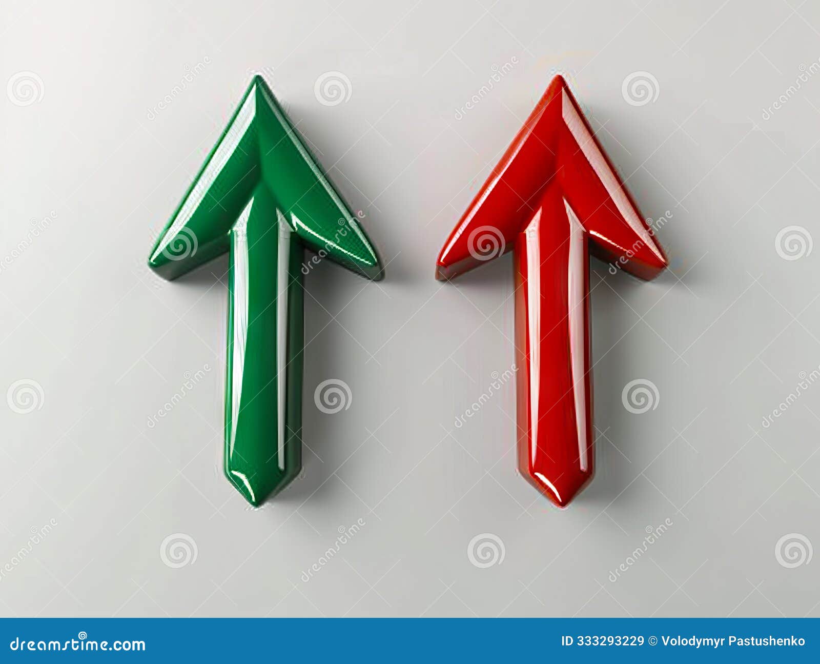 Two Red and Green Arrows Pointing Up on a White Surface Stock ...