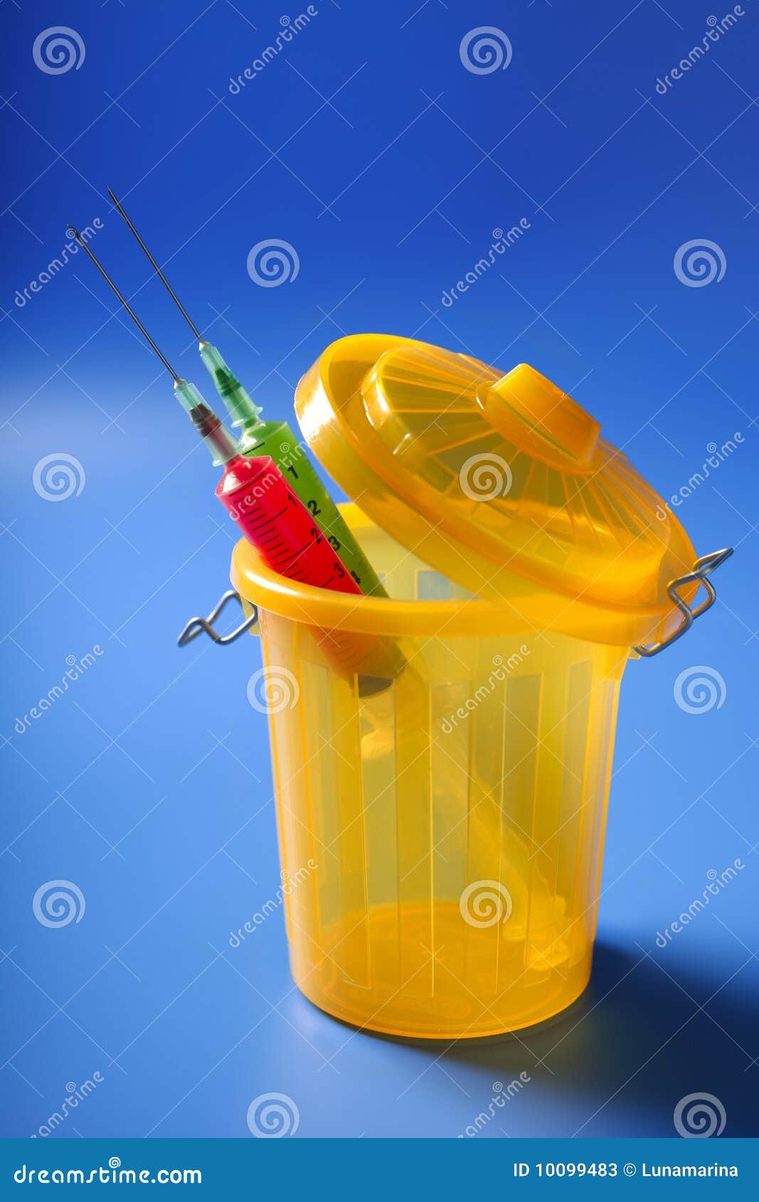 Two Red and Green Syringe on the Trash Stock Image - Image of abuse ...