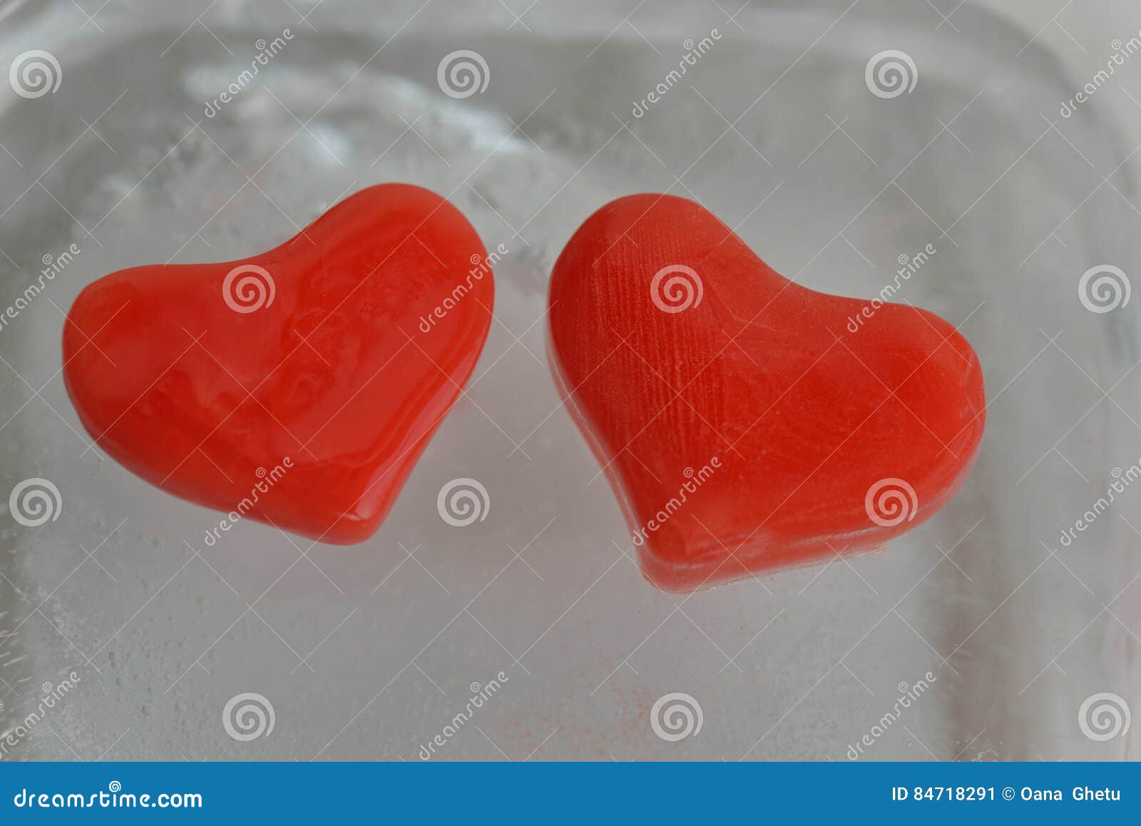 Two red heart of ice stock image. Image of abstract, romantic - 84718291