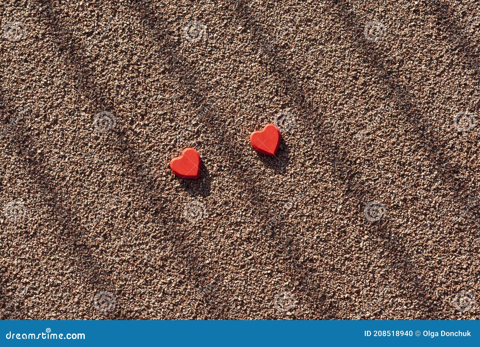 Two Red Hearts on the Ground Stock Photo - Image of sunlight, shaped ...