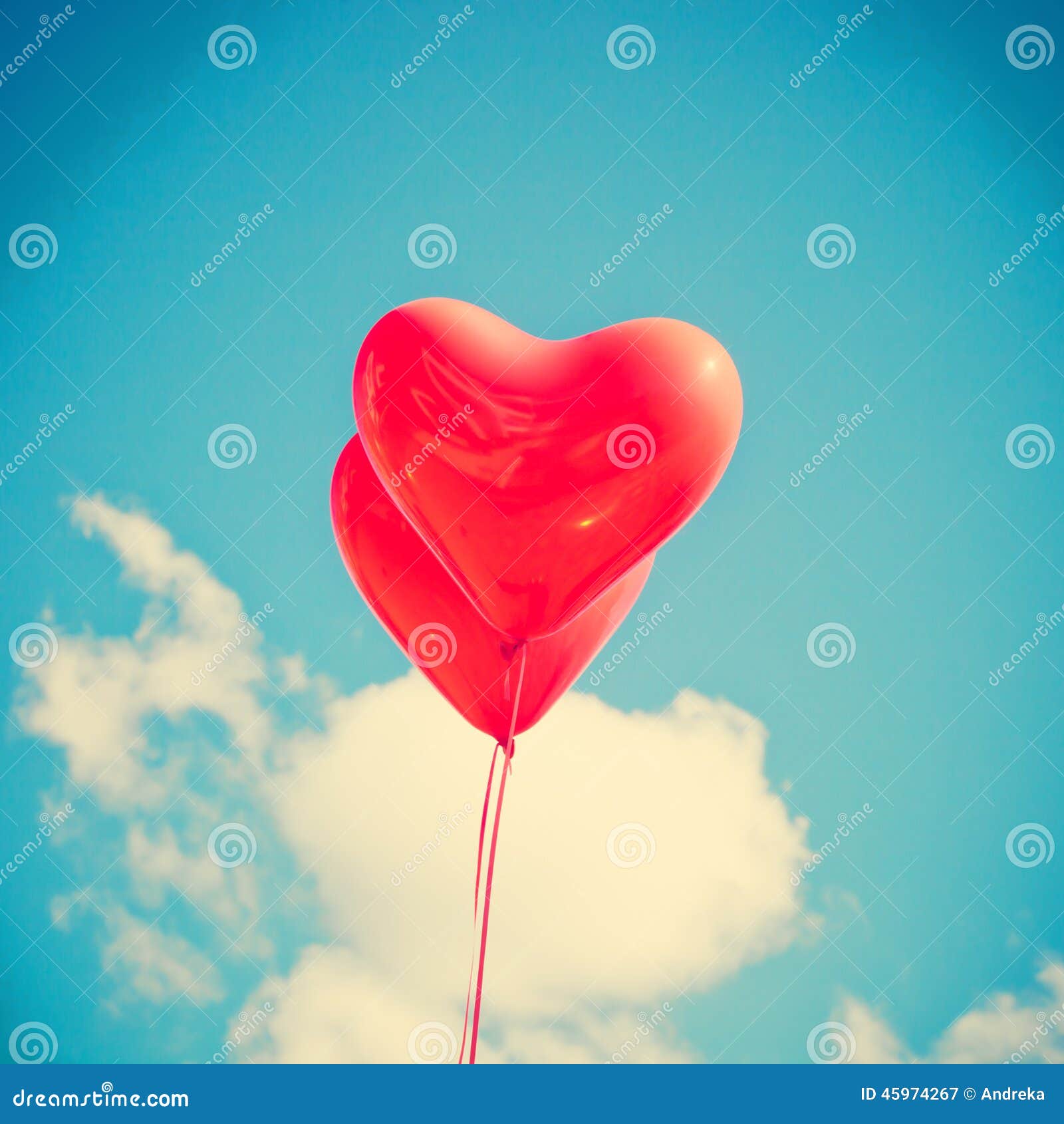 Two Red Heart-shaped Balloons Stock Image - Image of beach, nature ...