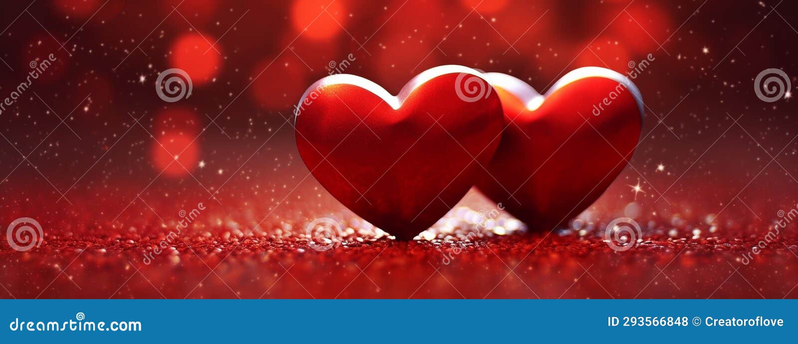 Two Red Heart in Twinkle Background Stock Illustration - Illustration ...