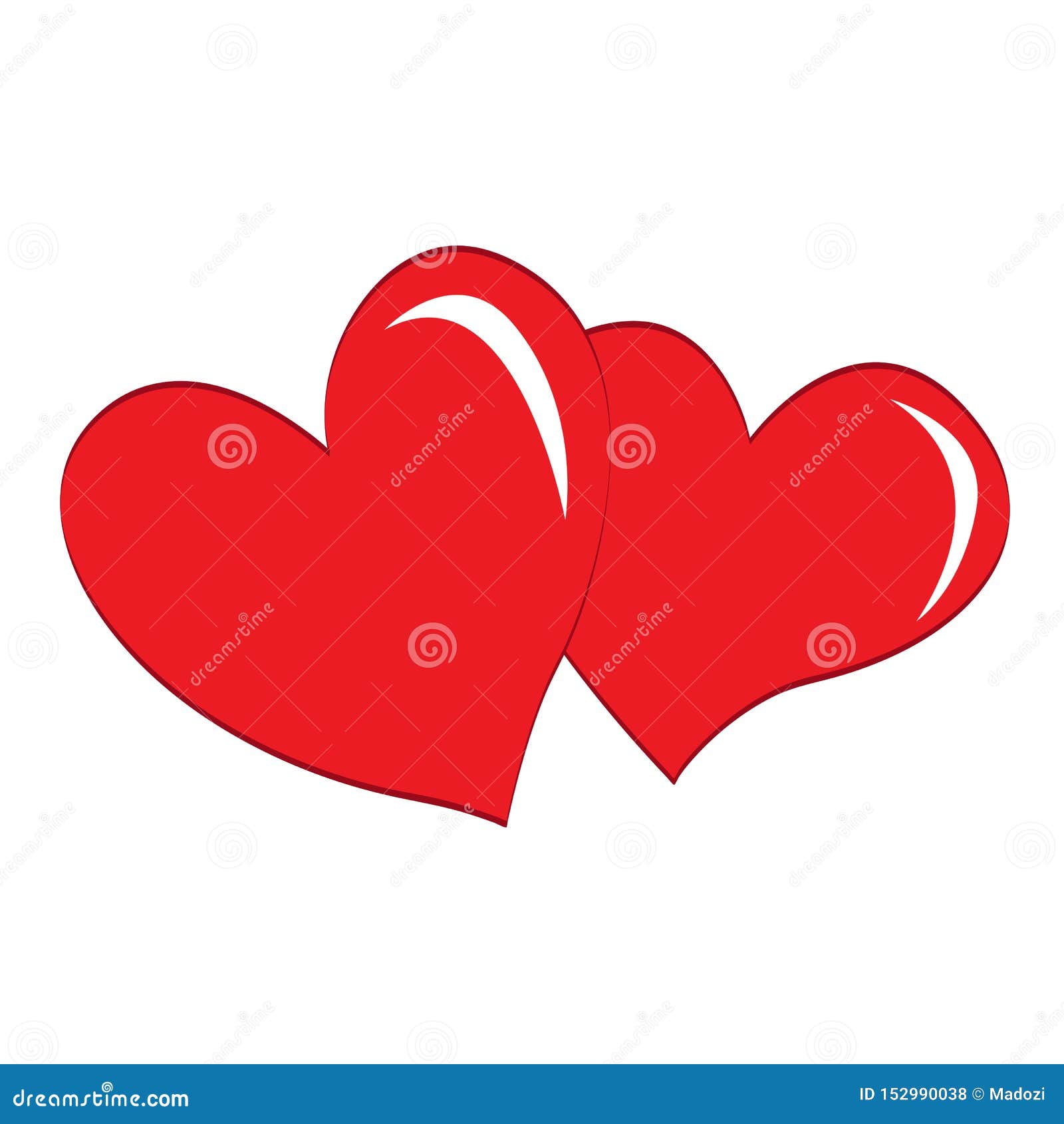Two red heart stock vector. Illustration of label, double - 152990038