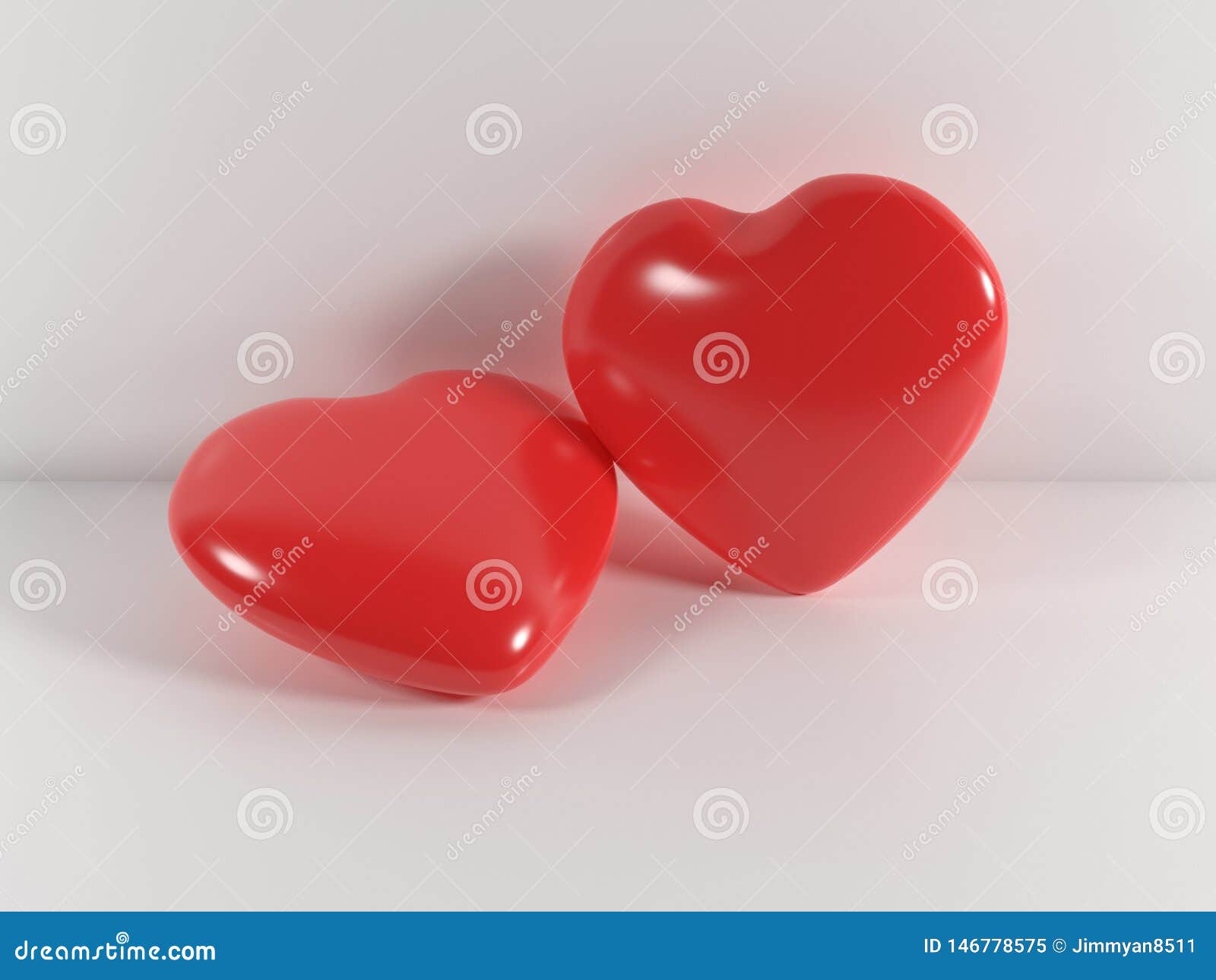 Two red heart stock image. Image of sweet, gift, render - 146778575
