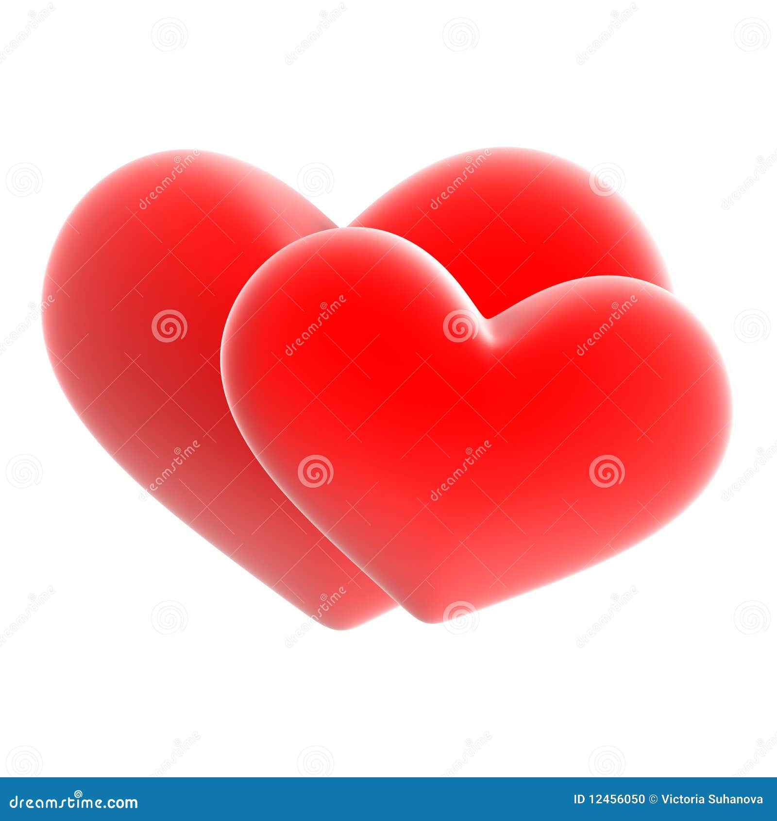 Two red hearts stock illustration. Illustration of isolated - 12456050