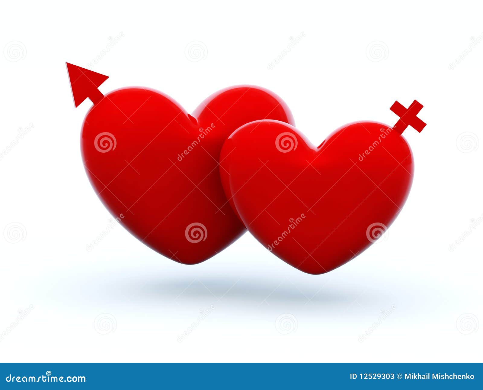 Two red hearts stock illustration. Illustration of friendship - 12529303