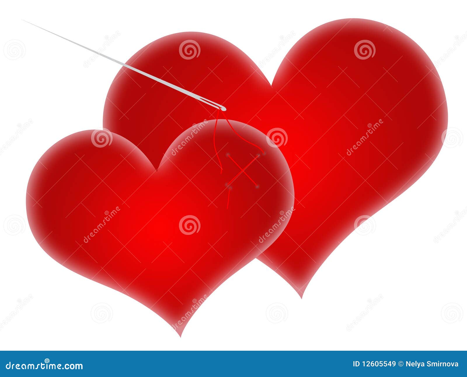 Two red hearts stock illustration. Illustration of hearts - 12605549