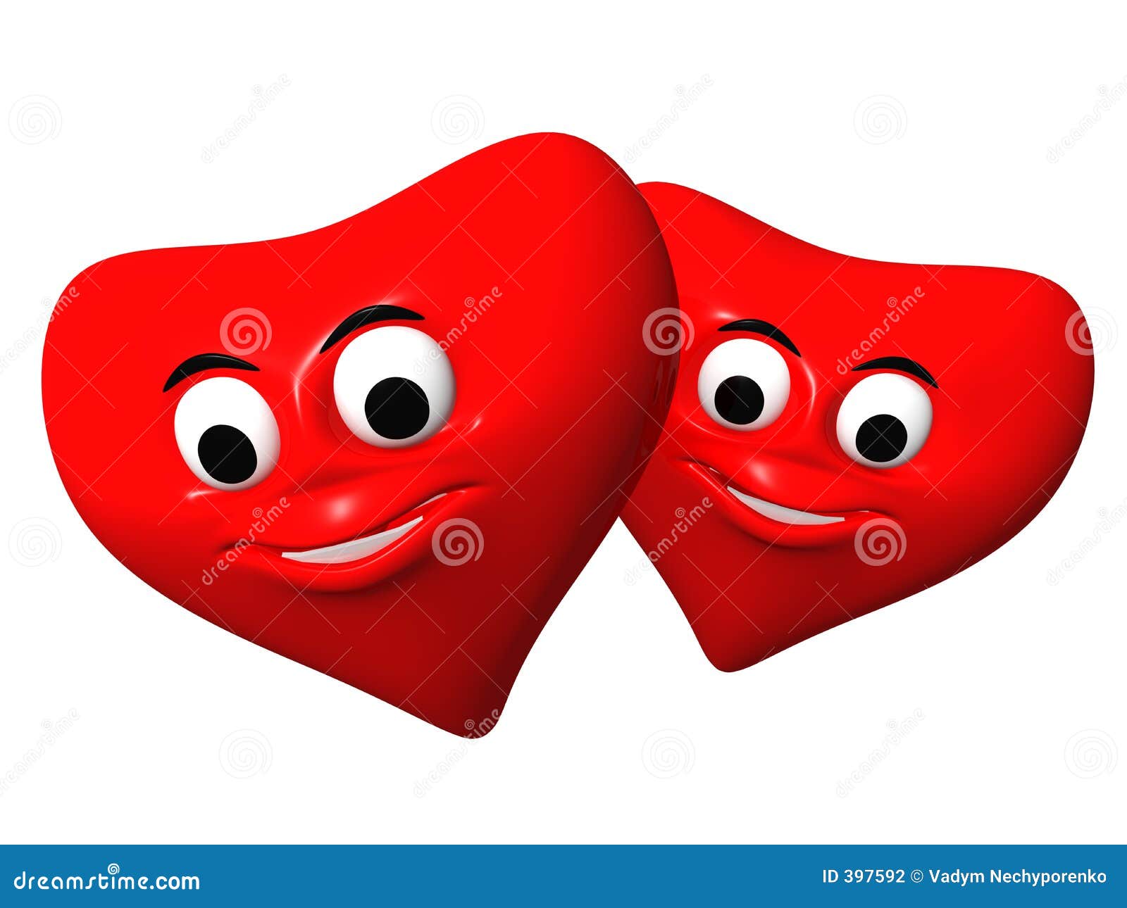 Two red hearts stock illustration. Illustration of heart - 397592