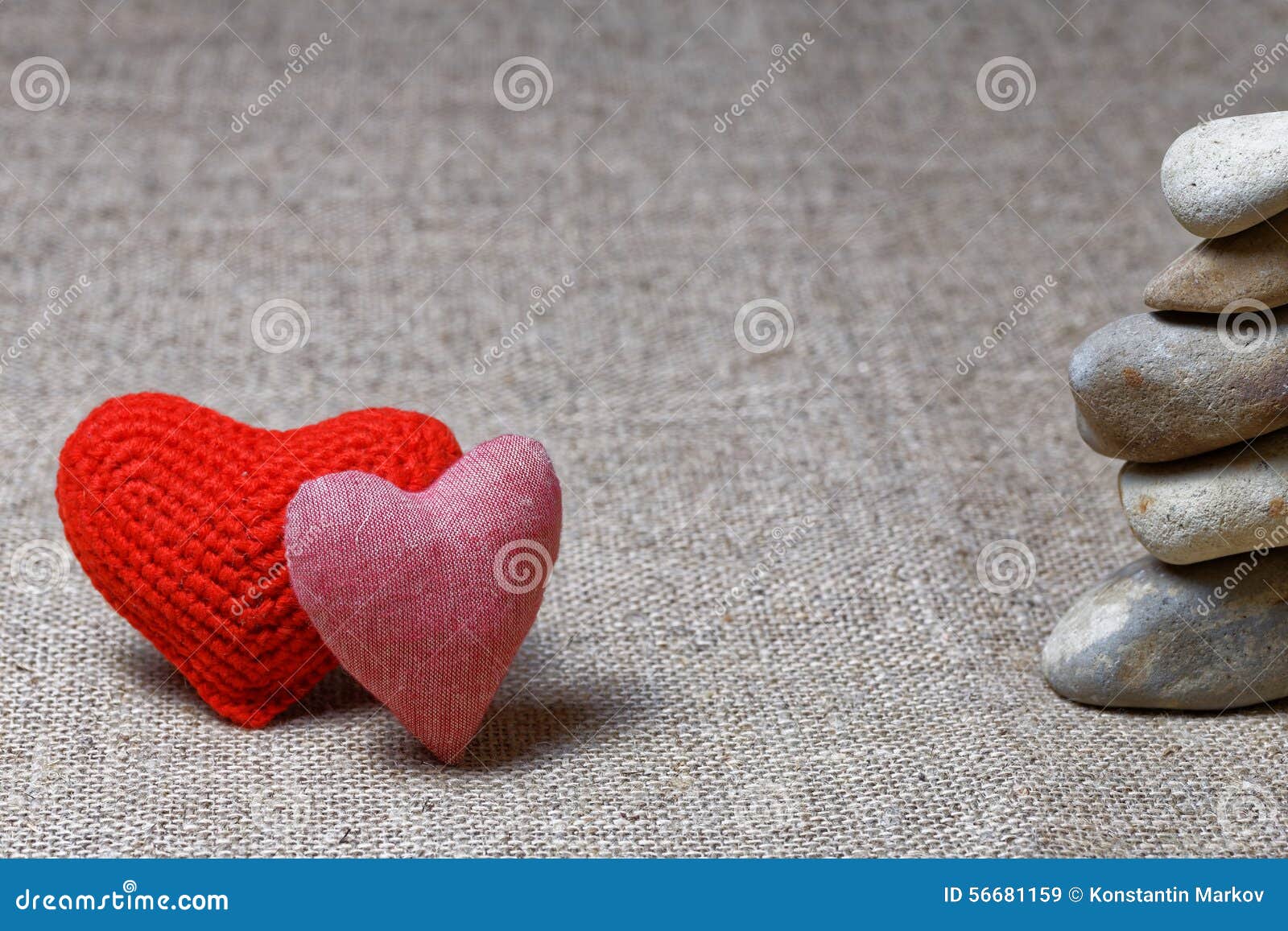 Two Red Hearts and Column of Stones Stock Image - Image of love ...