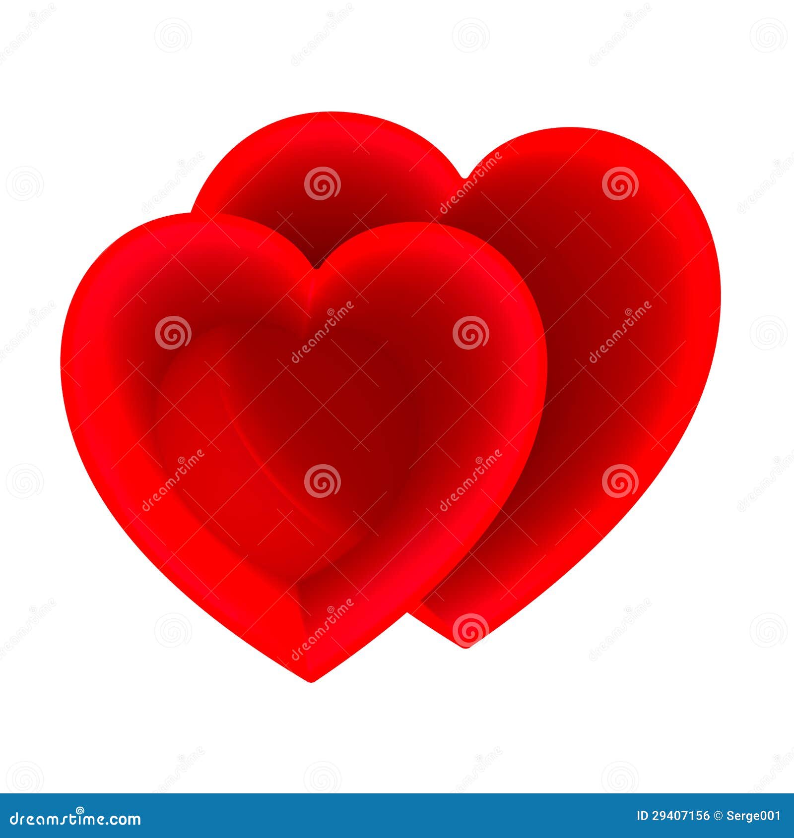 Two red hearts concept stock illustration. Illustration of render ...
