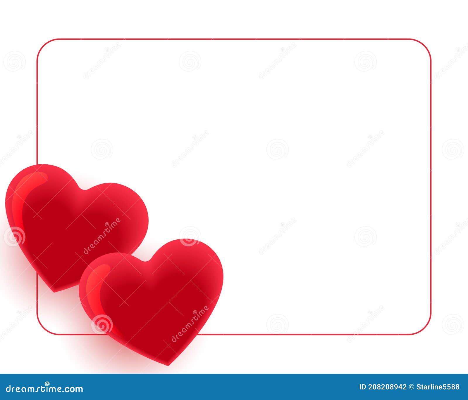 Two Red Hearts Frame with Text Space Stock Vector - Illustration of ...