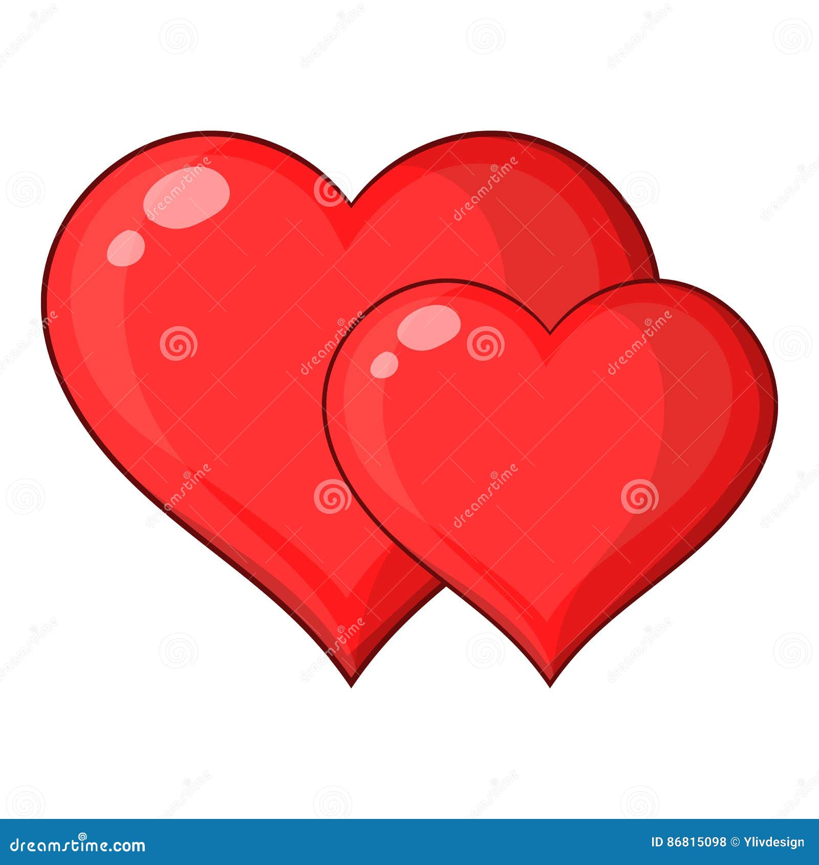 Two Red Hearts Icon, Cartoon Style Stock Vector - Illustration of ...