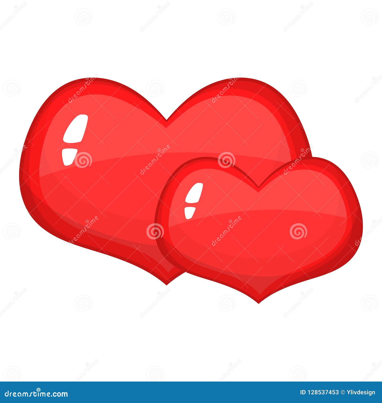 Two Red Hearts Icon, Cartoon Style Stock Illustration - Illustration of ...