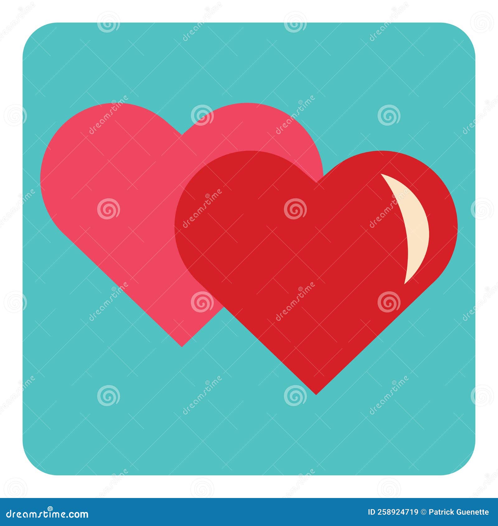 Two red hearts, icon stock vector. Illustration of background - 258924719