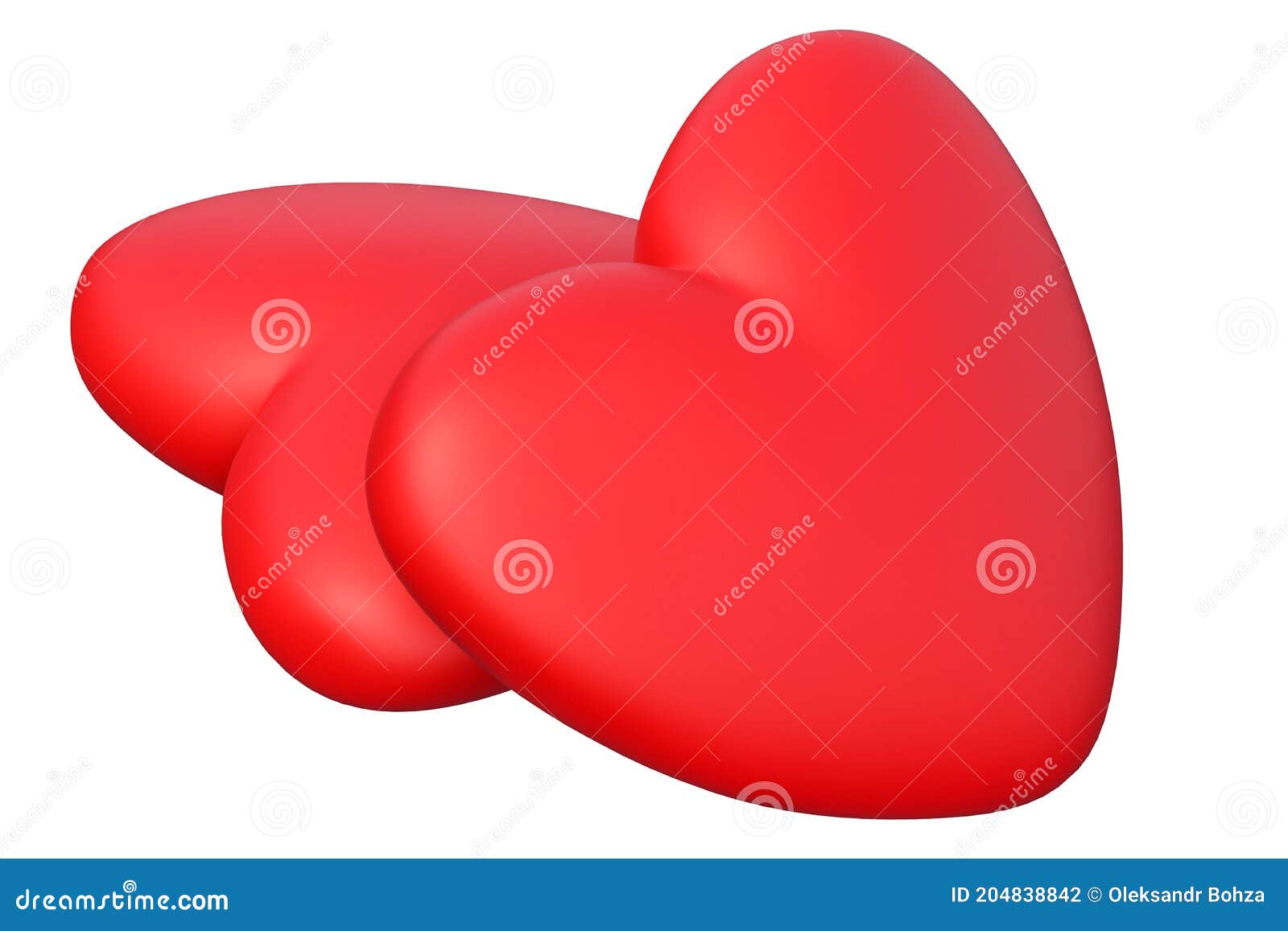 Two Red Hearts Isolated on White Background Stock Illustration ...