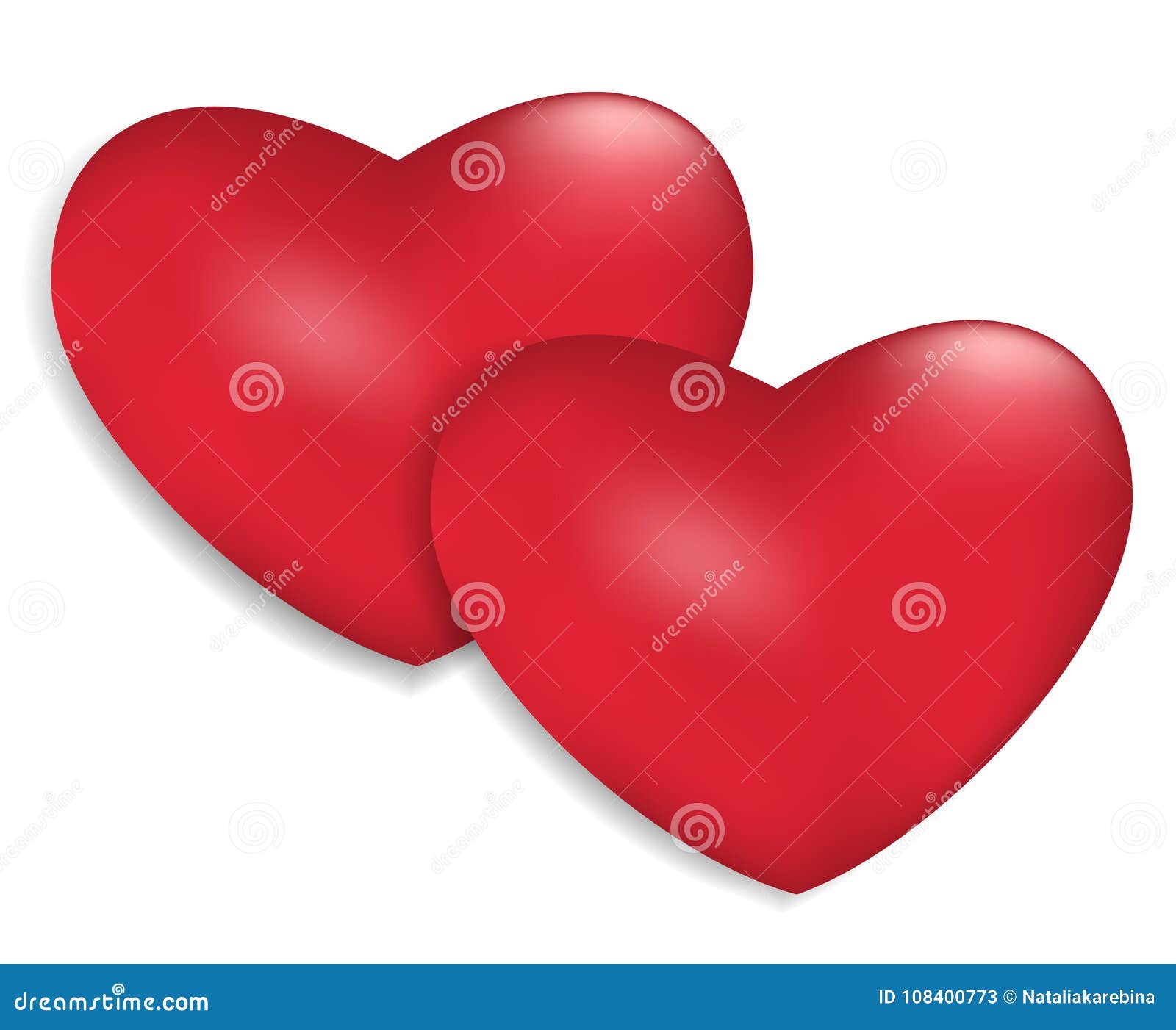 Two Red Hearts Isolated on a White Background. Vector Stock Vector ...