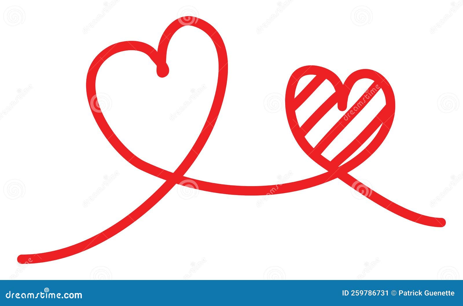 Two Red Hearts on a Line, Icon Stock Vector - Illustration of card ...