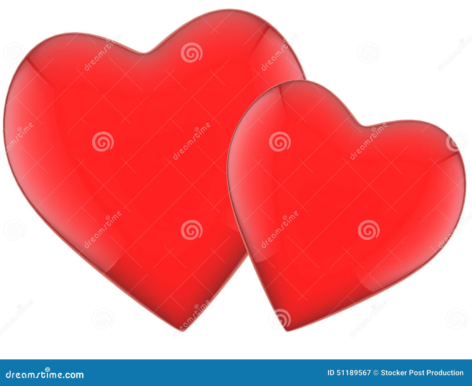 Two Red Hearts with Reflections Stock Illustration - Illustration of ...