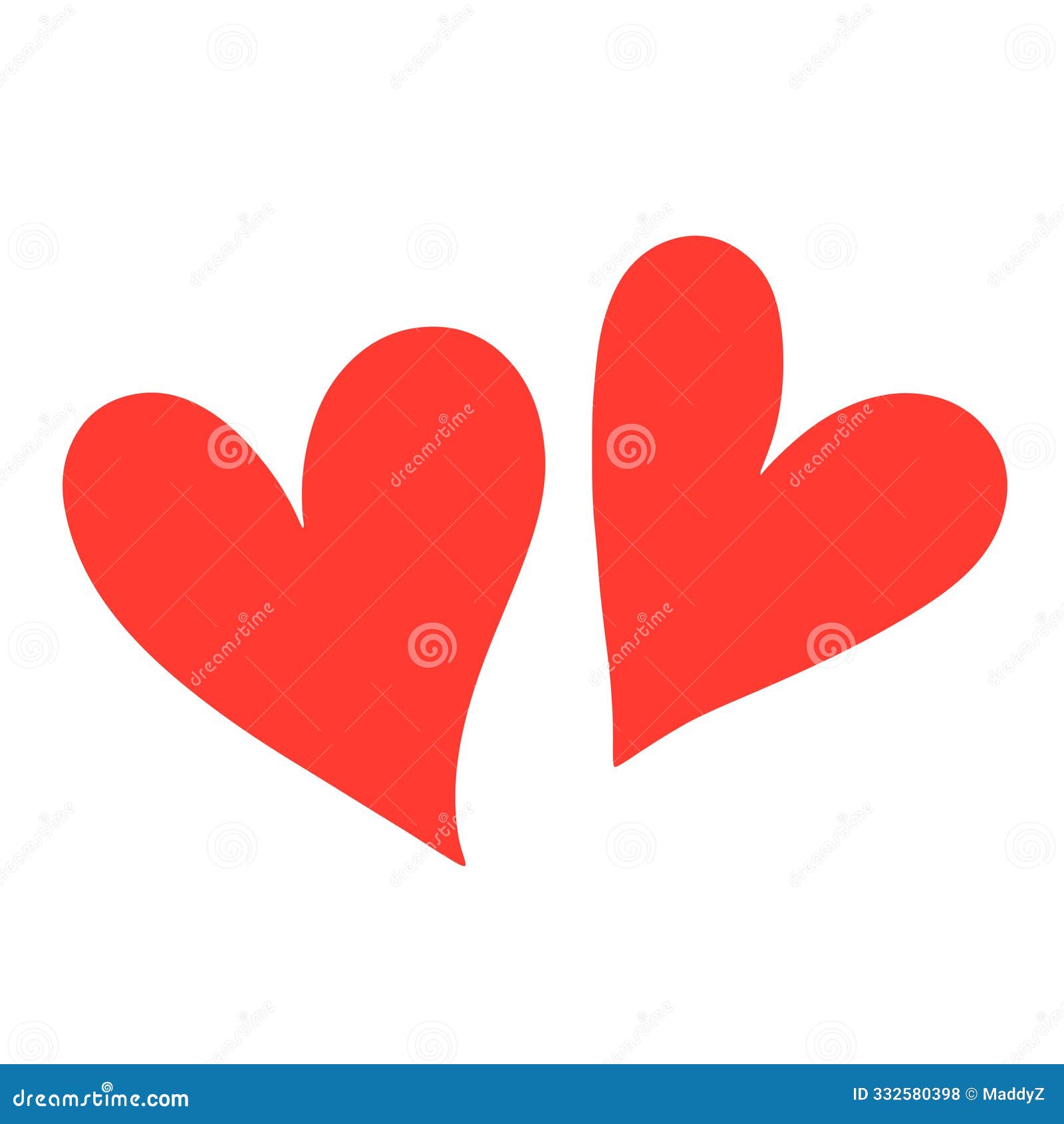 Two Red Hearts, Simple Clean Illustration in Doodle Style Stock ...