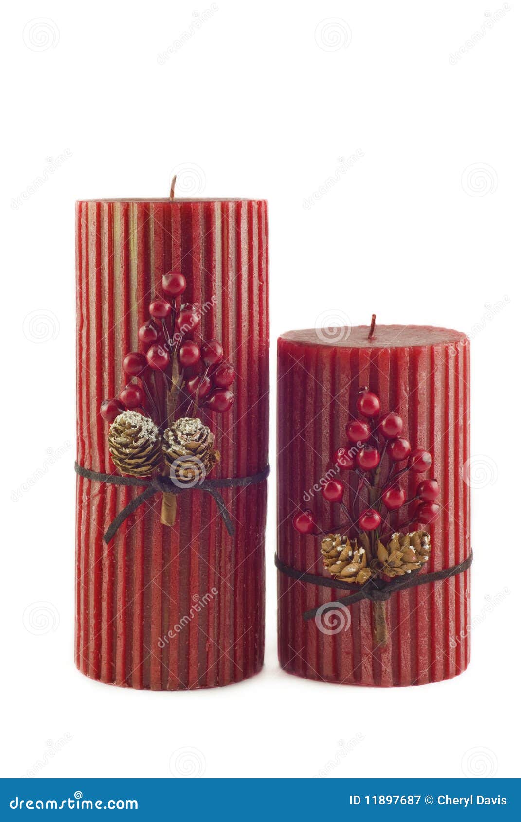 Two Red Holiday Candles stock image. Image of unlit, season - 11897687