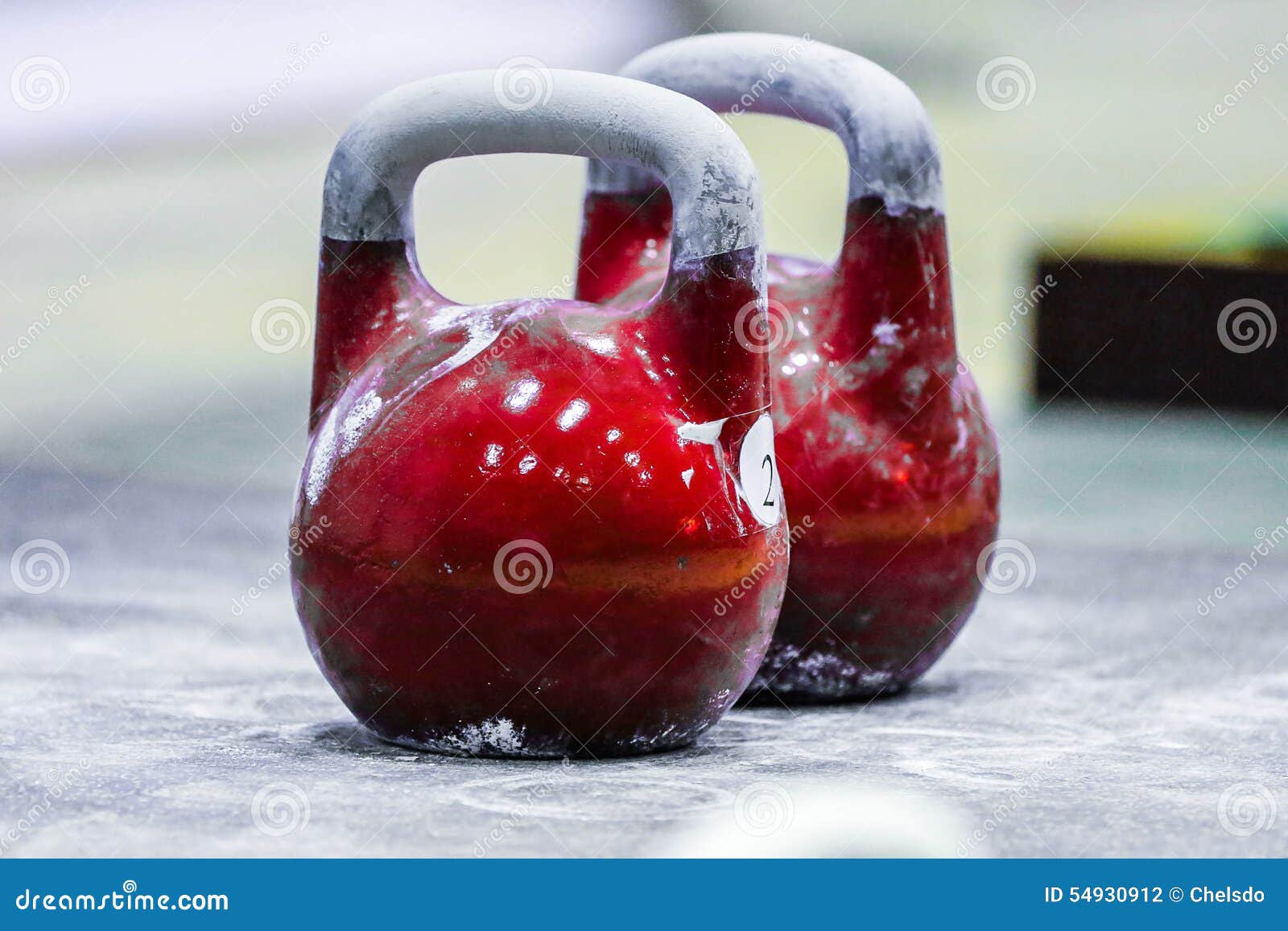 Two Red Kettlebell are on the Floor Stock Photo - Image of dumbbells ...