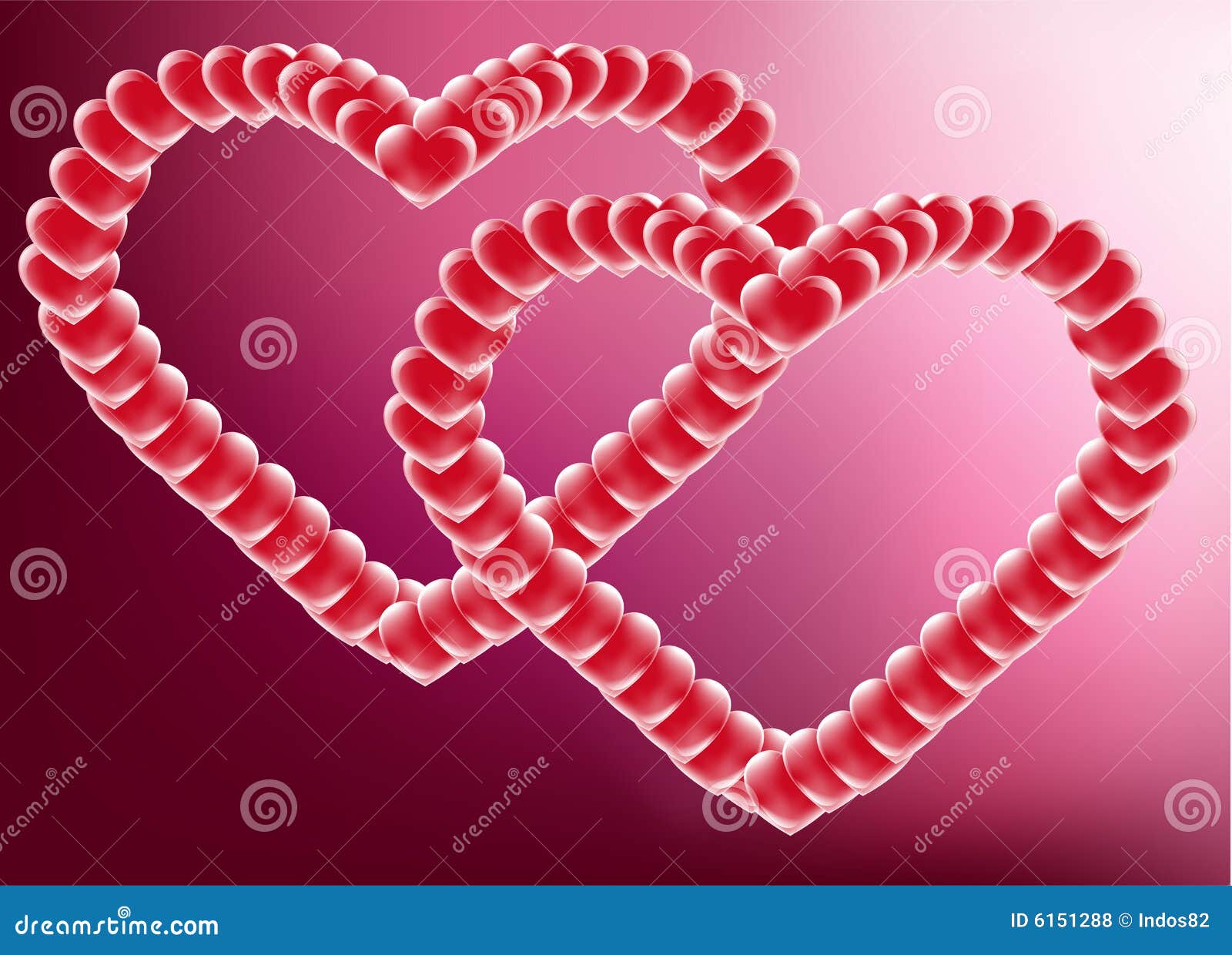 Two red love hearts stock vector. Illustration of togetherness - 6151288