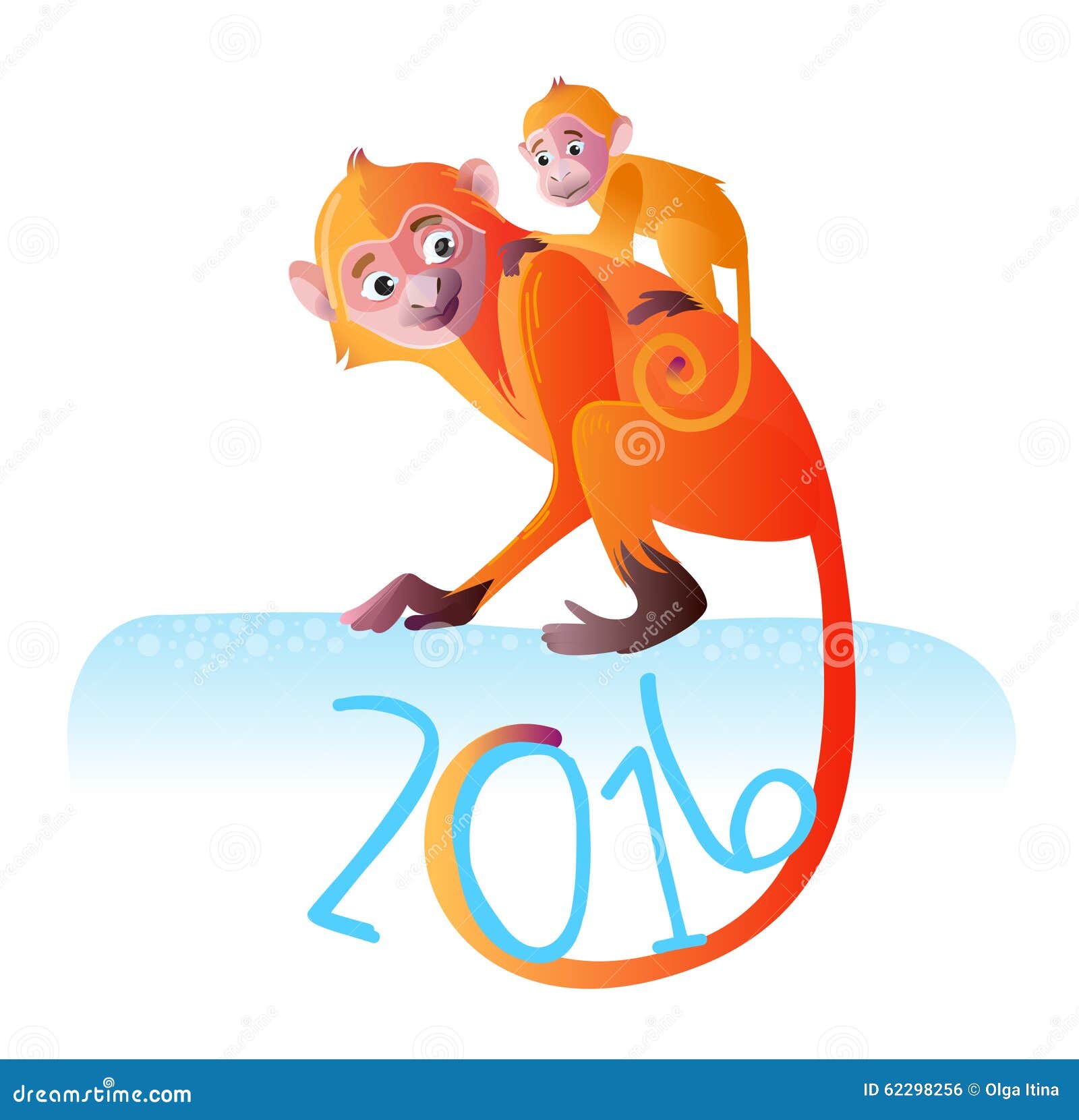 Two Red Monkeys Vector Illustration Stock Vector - Illustration of ...
