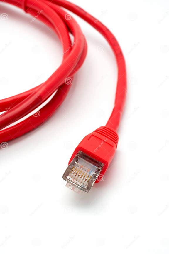 Two Red Network Cables Isolated Stock Image - Image of computers ...