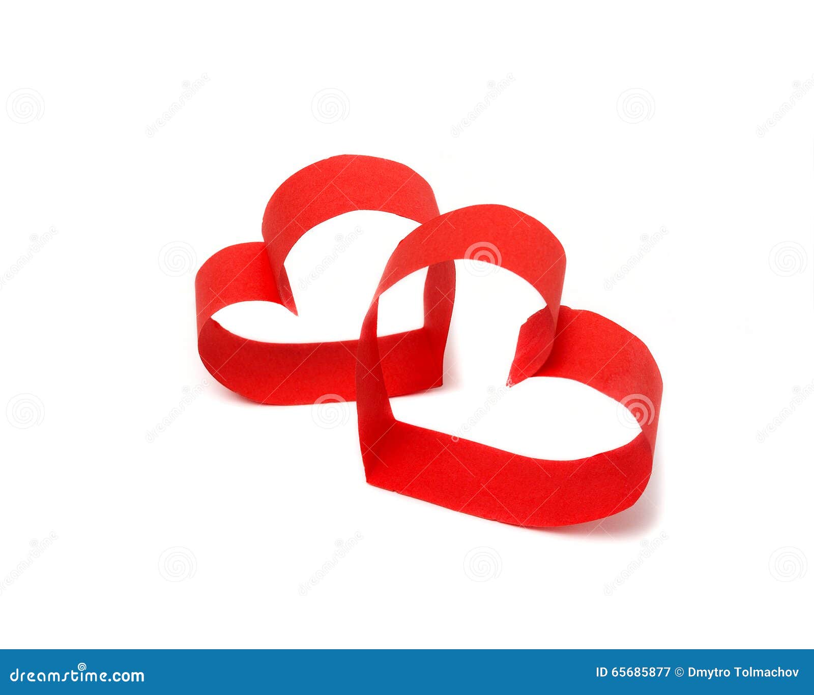 Two red paper hearts stock image. Image of holiday, decoration - 65685877