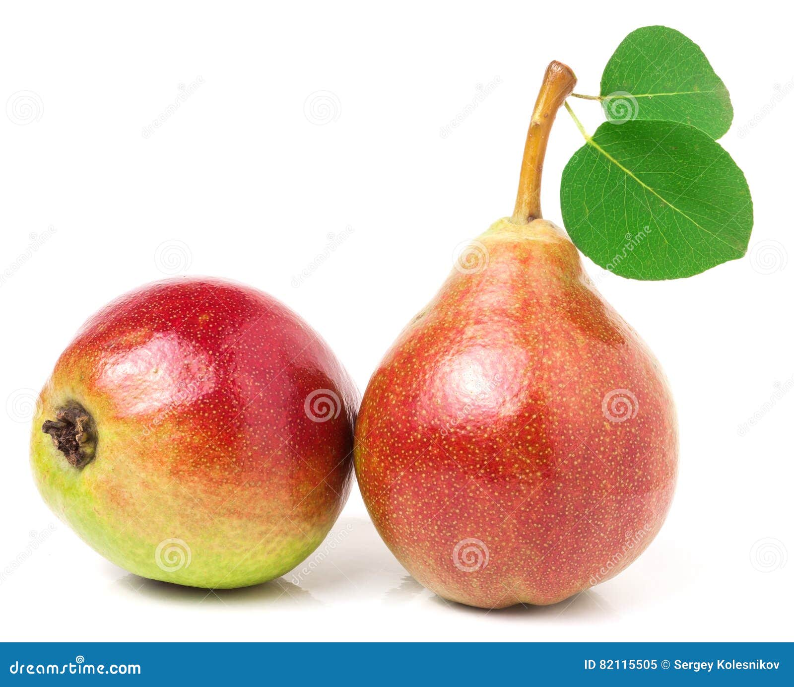 Two Red Pears with Leaf Isolated on White Background Stock Image ...
