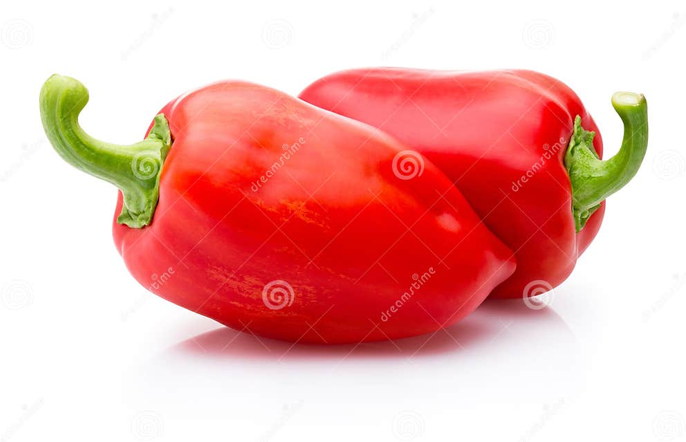 Two Red Pepper Vegetable Isolated on White Background Stock Image ...