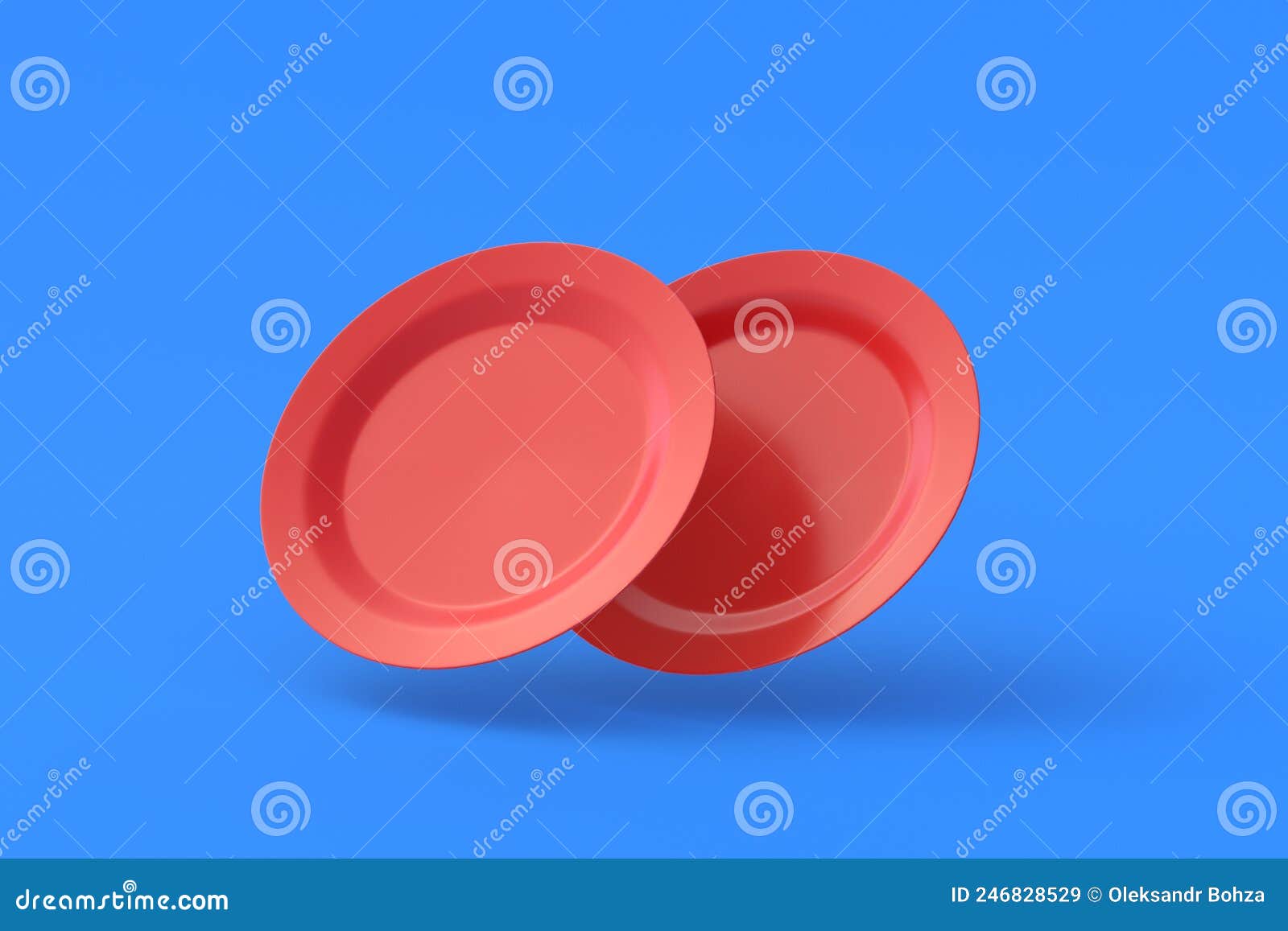 Two Red Plates on Blue Background Stock Illustration - Illustration of ...