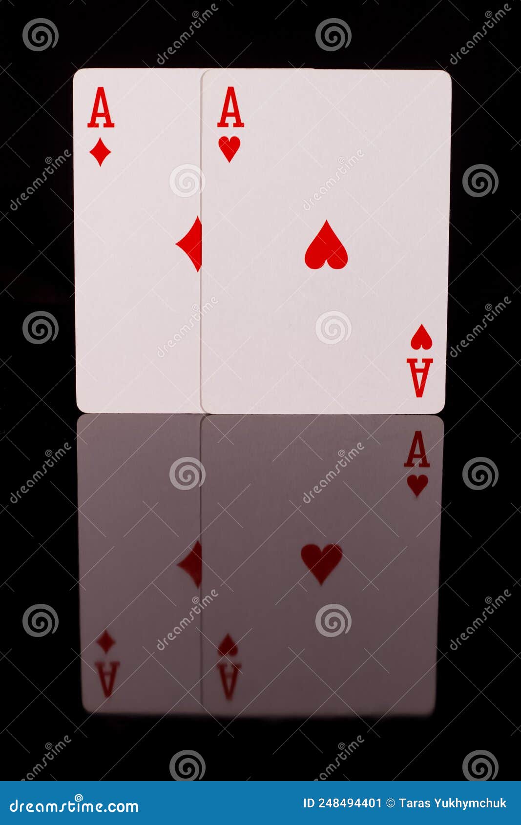Two Red Playing Aces on a Black Background Stock Image - Image of black ...