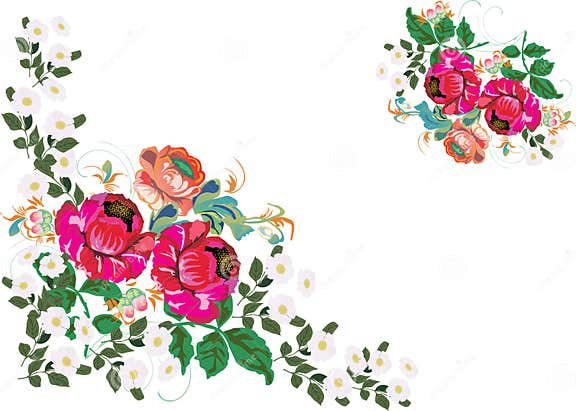 Two red poppy corners stock vector. Illustration of painting - 15262412