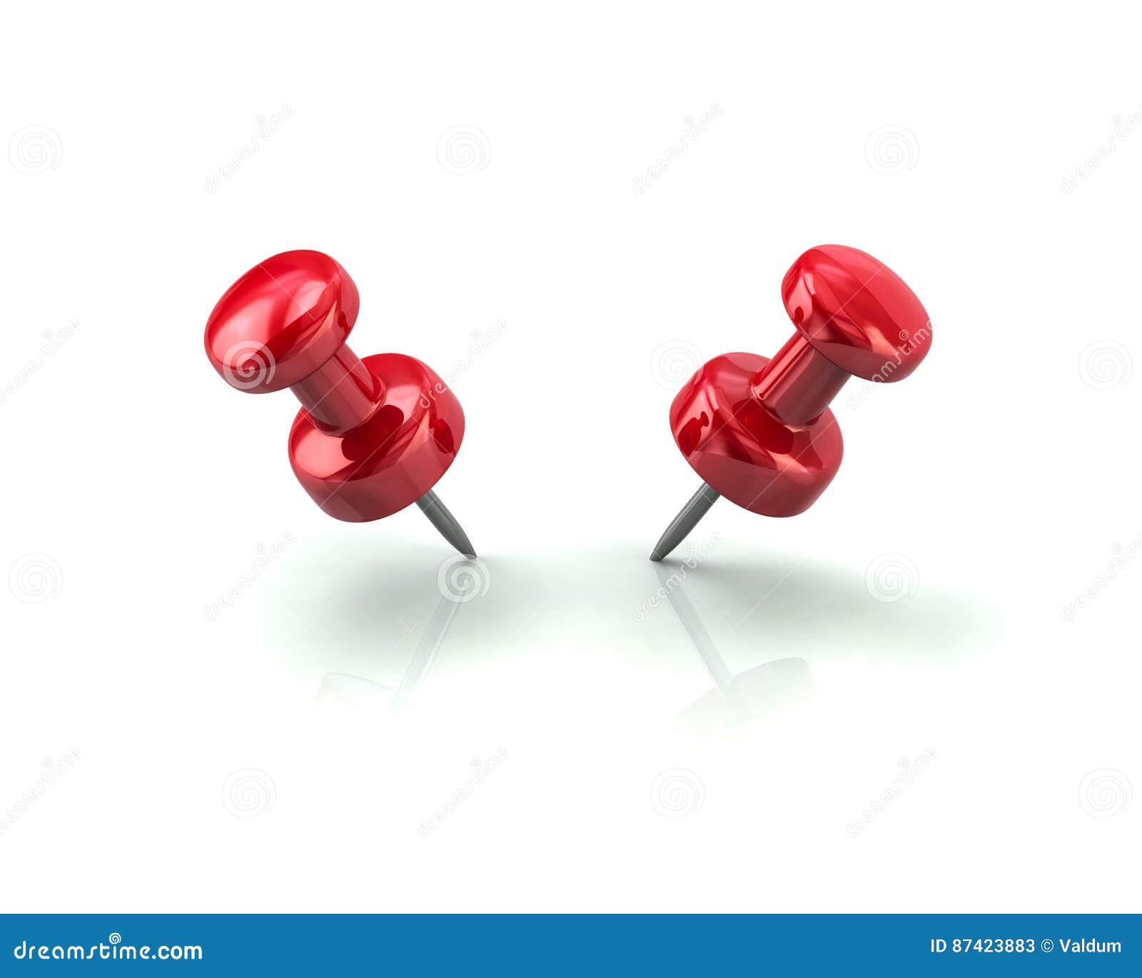 Two red push pins stock illustration. Illustration of thumbtack - 87423883