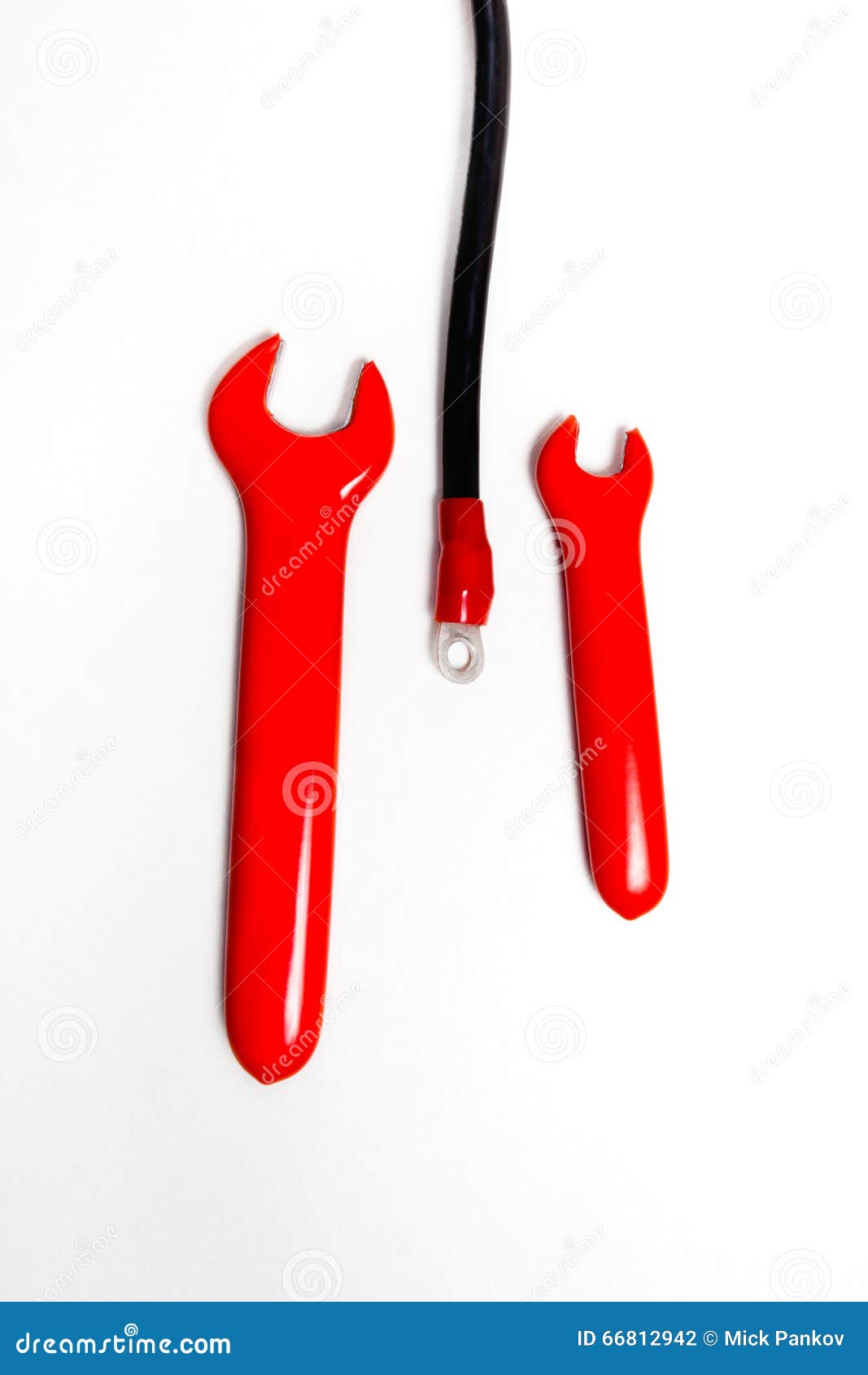 Two Red Rubber Insulated Electrical Wrenches with Black Wire Stock ...