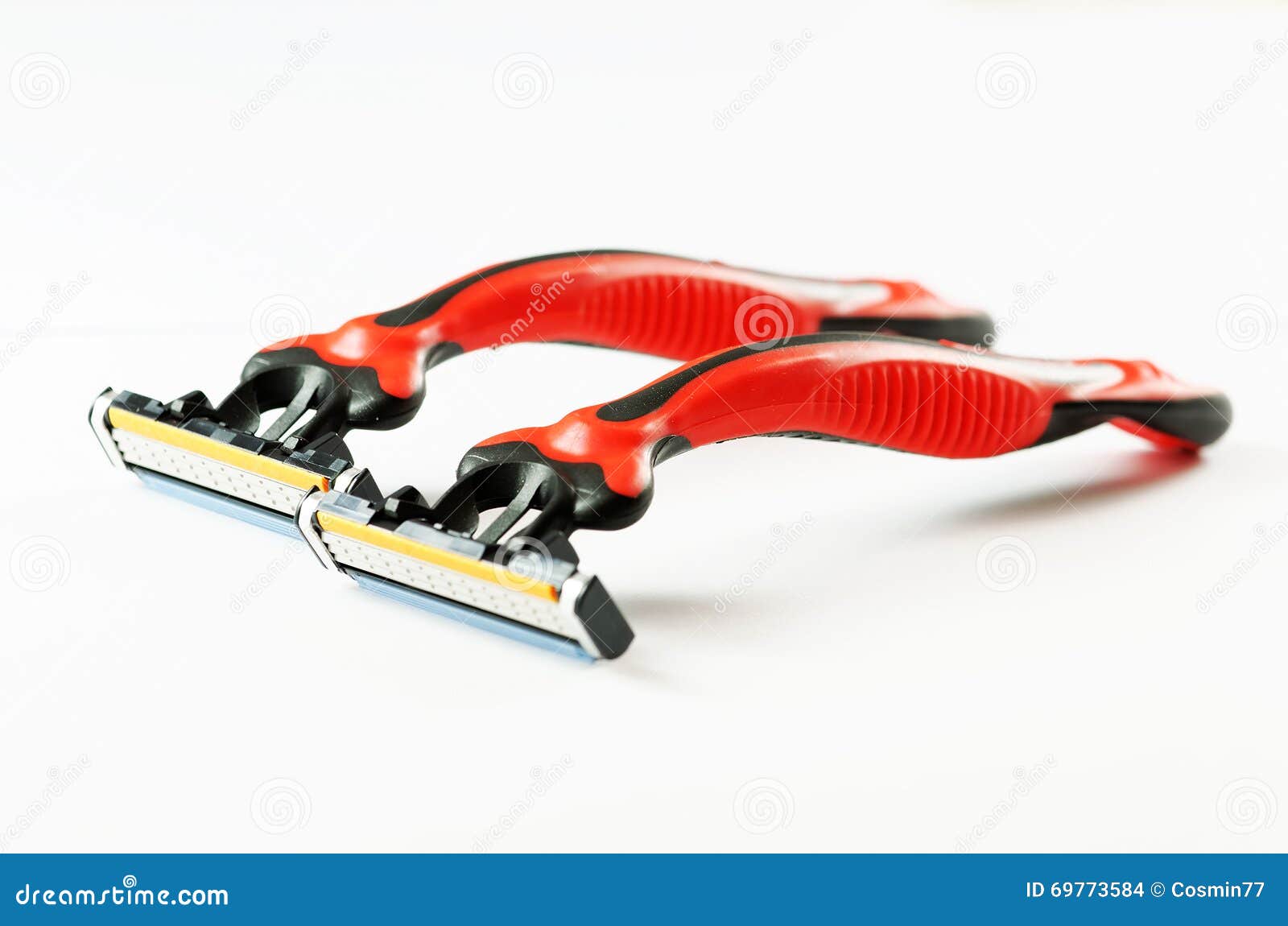Two Red Shaving Razors. Close Up Image. Stock Photo - Image of gillette ...