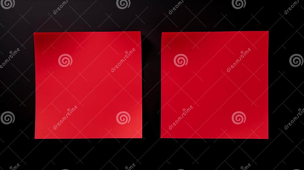 Two Red Square Paper Notes on a Black Background. Brainstorming ...